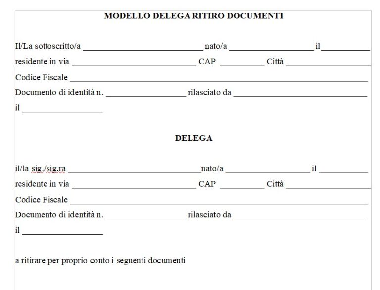 MODELLO DELEGA AGENZIA DELLE ENTRATE WORD E PDF
