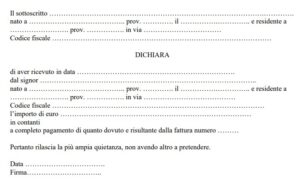 FAC SIMILE QUIETANZA LIBERATORIA WORD E PDF