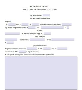 FAC SIMILE RICORSO GERARCHICO WORD E PDF