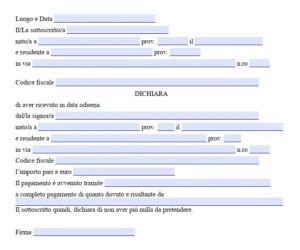 Modello Ricevuta Generica di Pagamento Word e PDF