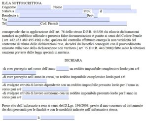 Modulo Autocertificazione Reddito Presunto Word e PDF