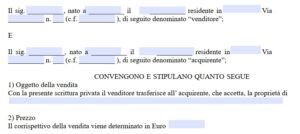 Modulo Vendita tra Privati Word e PDF