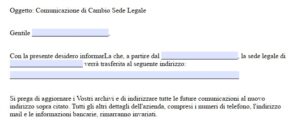 Fac Simile Lettera di Comunicazione Cambio Sede Legale Word e PDF