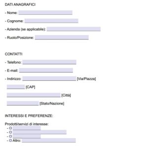 Modulo Raccolta Contatti Fiera Word e PDF