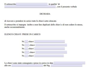 Modulo Consegna Chiavi Ufficio ai Dipendenti Word e PDF
