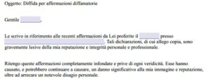 Fac Simile Lettera di Diffida per Diffamazione Word e PDF