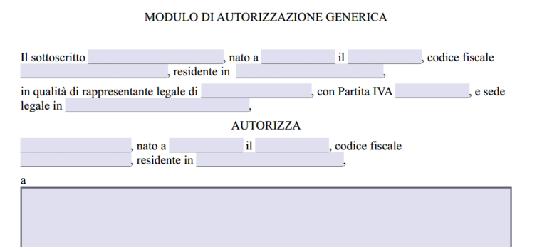 Modello di Autorizzazione Generica Word e PDF