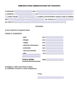 Fac Simile Rimborso Spese Amministratore Word e PDF