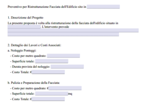 Fac Simile Preventivo Ristrutturazione Facciata Word e PDF