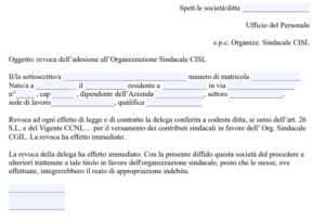Modulo Disdetta Sindacato CISL Word e PDF