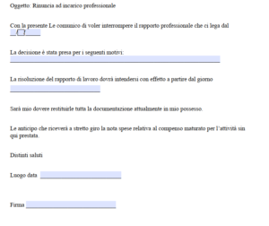 Fac Simile Rinuncia Incarico Professionale Word e PDF