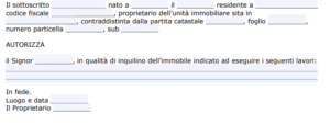 Fac Simile Lettera del Proprietario per Autorizzazione di Lavori al Conduttore Word e PDF