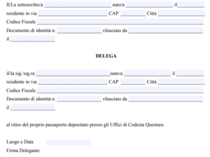Modulo Delega Ritiro Passaporto Word e PDF