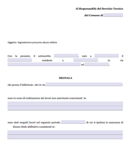 Fac Simile Segnalazione Abuso Edilizio Word e PDF