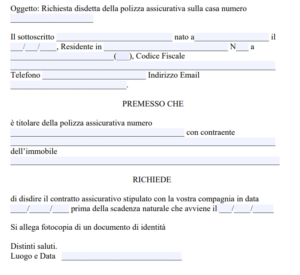 Modulo Disdetta Polizza Assicurativa Casa Word e PDF
