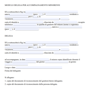 Modulo Delega per Accompagnamento Minorenni Word e PDF