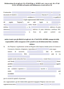 Fac Simile Dichiarazione Artt. 94 e 95 Dlgs 36/2023 Word e PDF